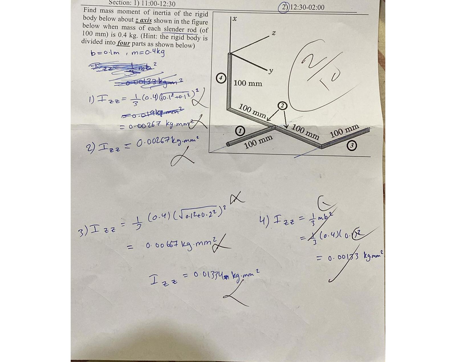 Solved Section: 1) 11:00-12:30(2)) 12:30-02:00Find mass | Chegg.com