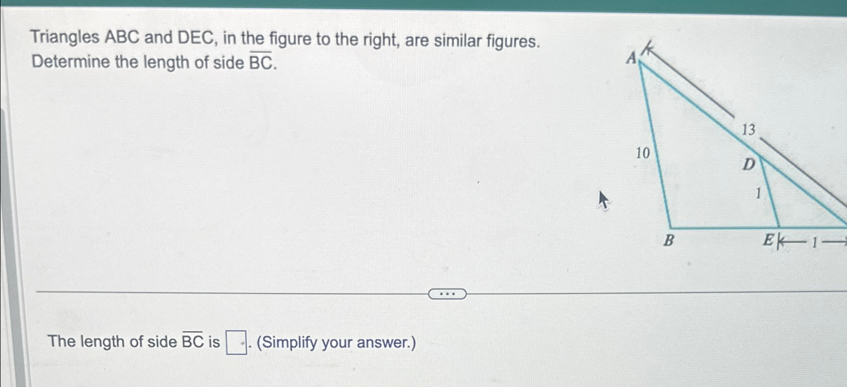 Solved Triangles ABC and DEC, in the figure to the right, | Chegg.com