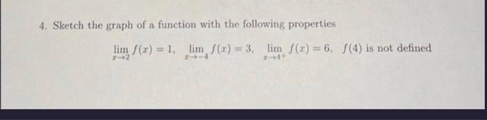 Solved 4. Sketch the graph of a function with the following | Chegg.com