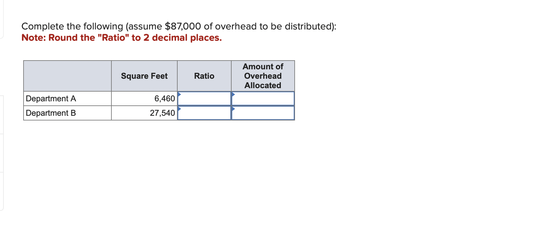 Solved Complete the following (assume $87,000 ﻿of overhead | Chegg.com