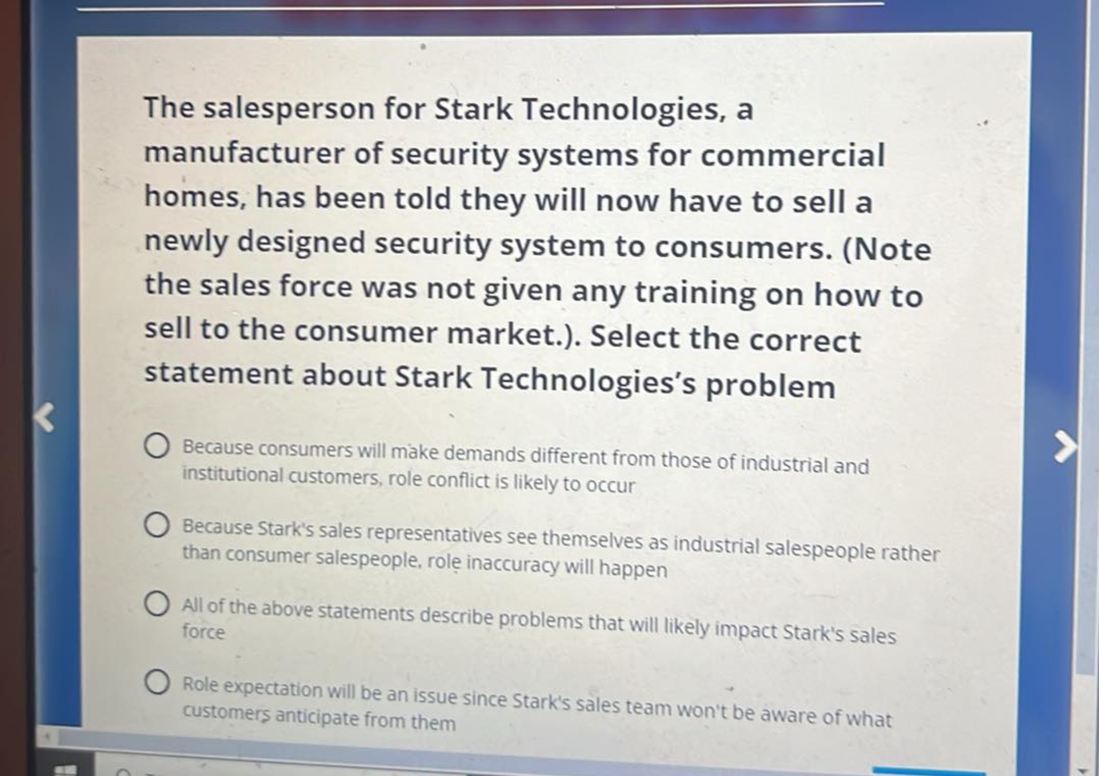 Solved The salesperson for Stark Technologies, amanufacturer | Chegg.com