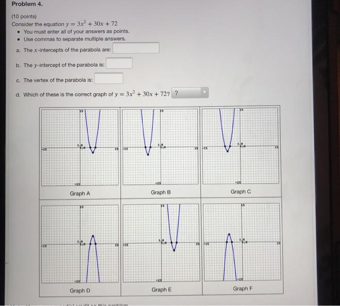 Solved Problem 4. (10 points) Consider the equation y = 3x2 | Chegg.com
