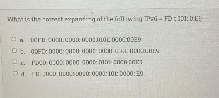 Solved What is the correct expanding of the following IPv6 | Chegg.com