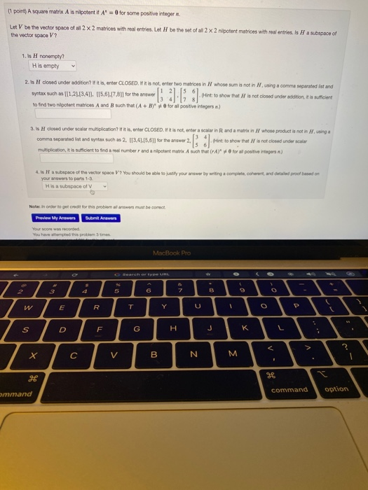 Solved It point) The trace of a square matrix A = (a) is the | Chegg.com