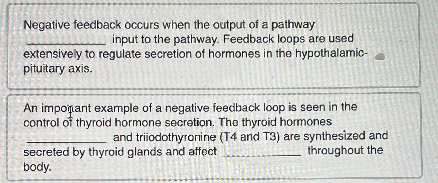 Solved Negative feedback occurs when the output of a pathway | Chegg.com