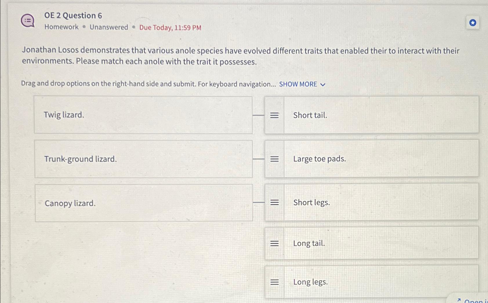 Solved OE 2 ﻿Question 6Homework * ﻿Unanswered * ﻿Due Today, | Chegg.com