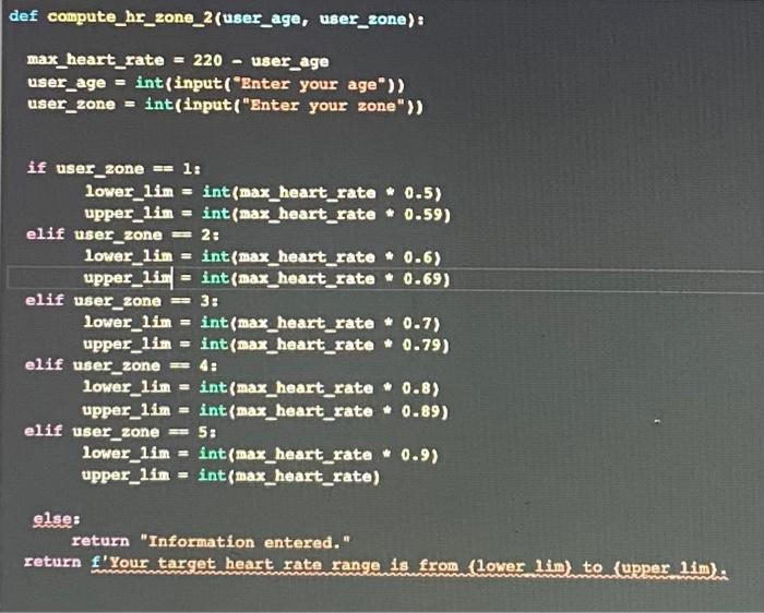 Solved For the given code write a call function for a user | Chegg.com