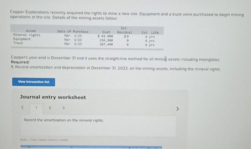 Solved Copper Explorations recently acquired the rights to | Chegg.com