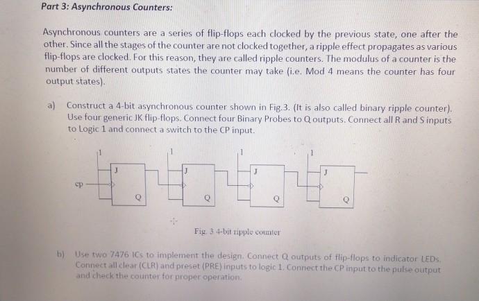 Solved Part 3: Asynchronous Counters: Asynchronous counters | Chegg.com