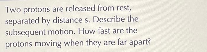 Solved Two protons are released from rest, separated by | Chegg.com