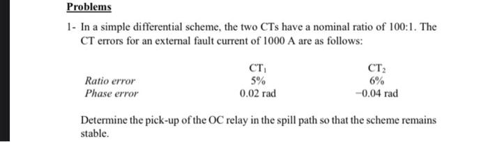 Solved Problems 1- In a simple differential scheme, the two | Chegg.com