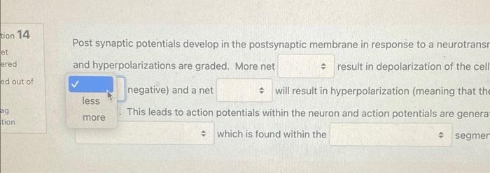 Solved Post synaptic potentials develop in the postsynaptic | Chegg.com