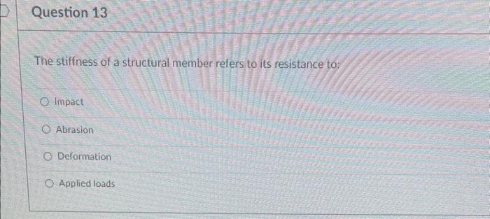 Solved The stiffness of a structural member refers to its | Chegg.com