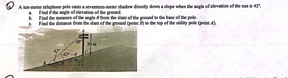 Solved A ten-meter telephone pole casts a seventeen-meter | Chegg.com