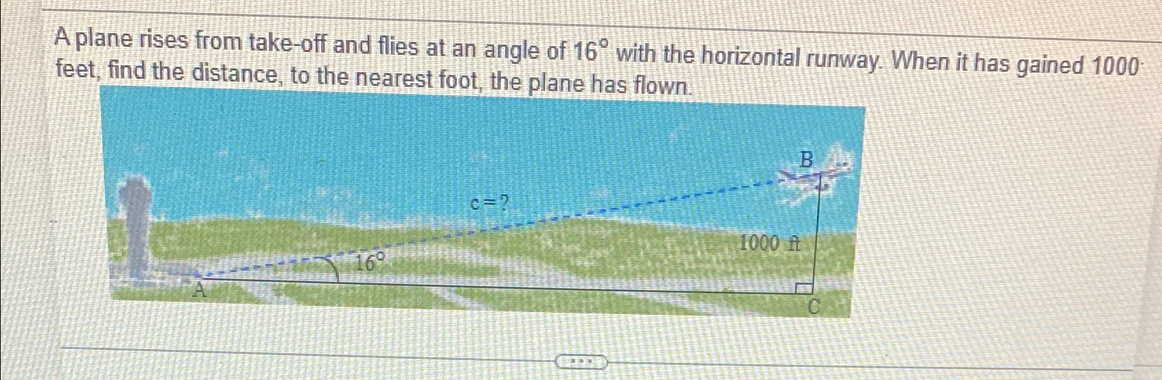 Solved A plane rises from take-off and flies at an angle of | Chegg.com