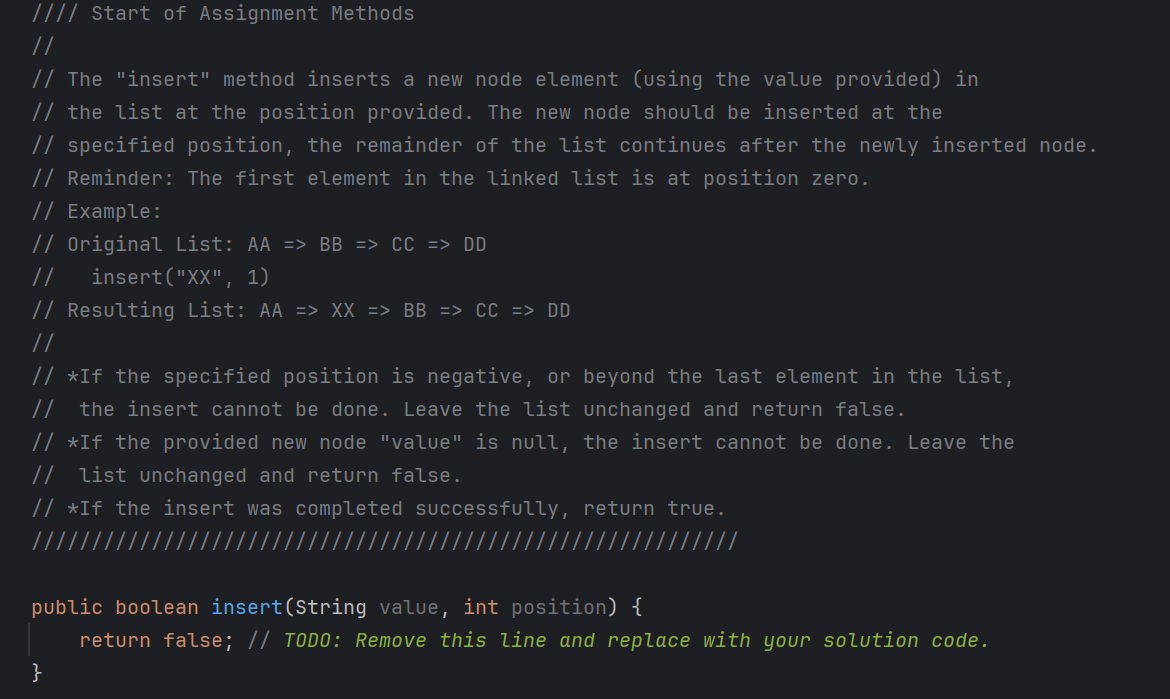 Solved /1// ﻿The "insert" method inserts a new node element | Chegg.com