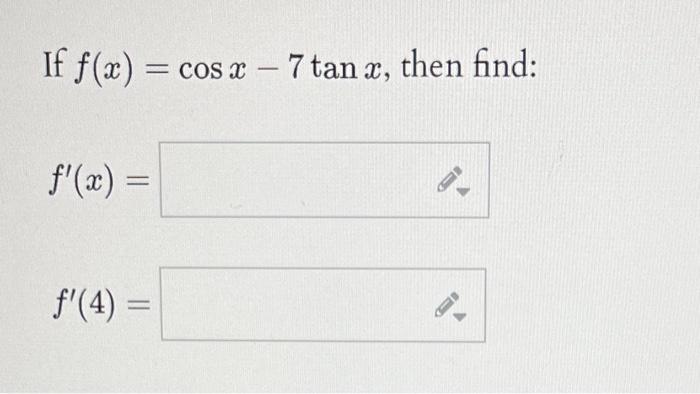 Solved f(x)=cosx−7 | Chegg.com