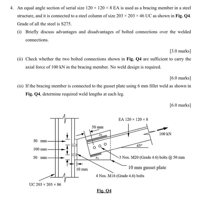 Solved 4. An equal angle section of serial size 120 x 120 x | Chegg.com