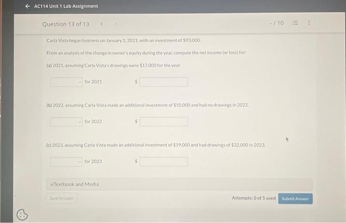 Solved Carla Vista Company had the following assets and | Chegg.com