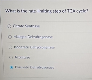Solved What is the rate-limiting step of TCA cycle?Citrate | Chegg.com
