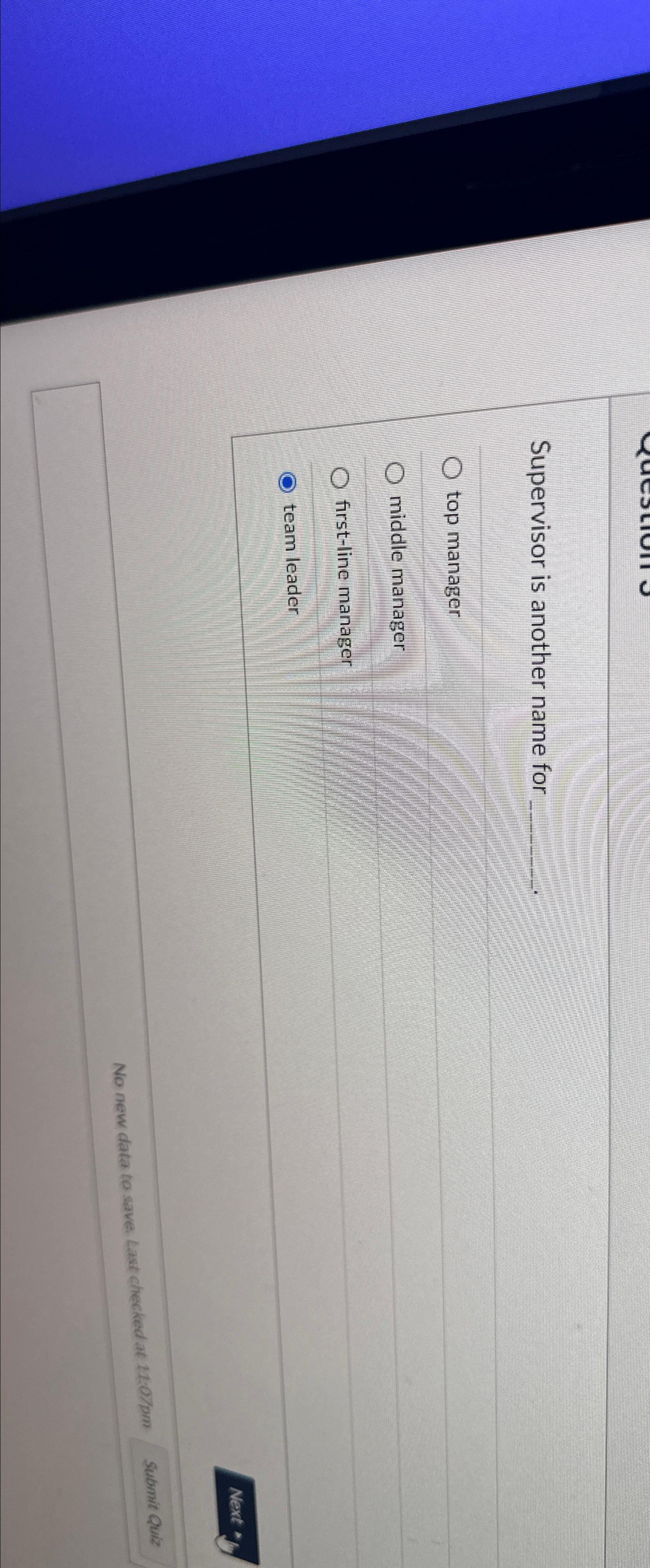 Solved Supervisor is another name fortop managermiddle | Chegg.com
