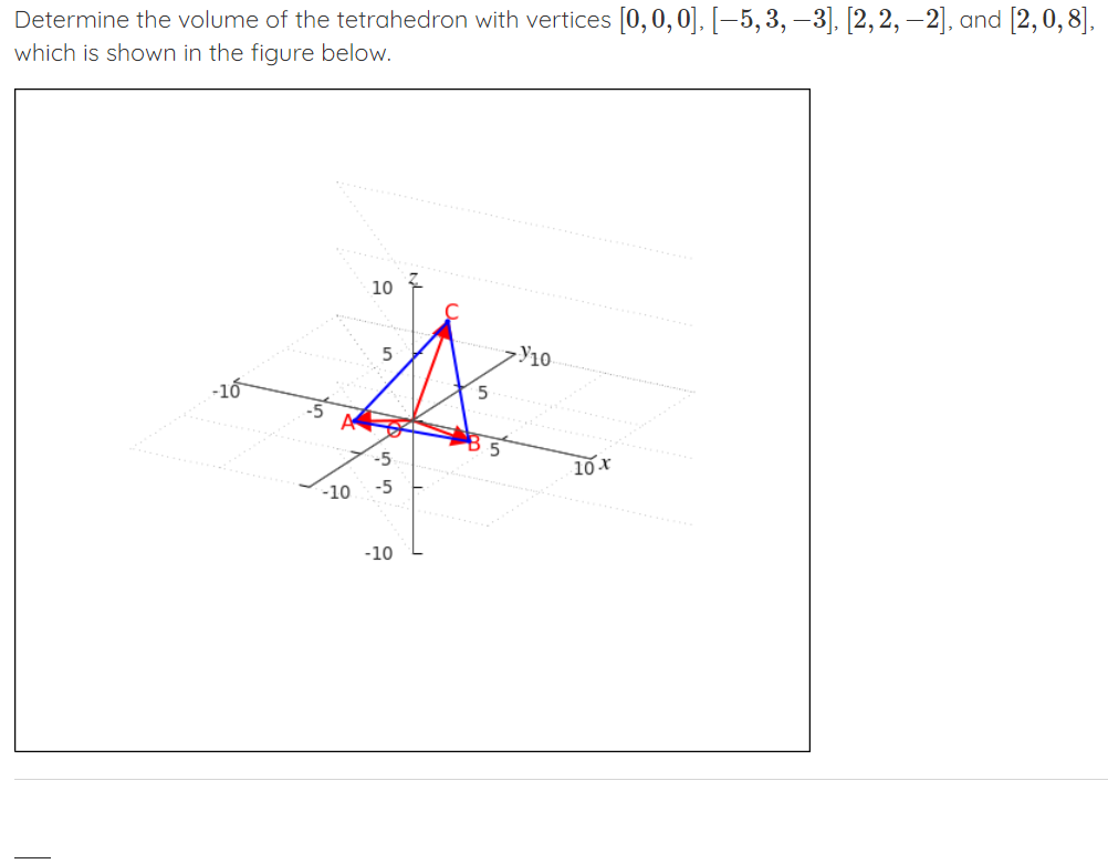 Solved Determine the volume of the tetrahedron with vertices | Chegg.com