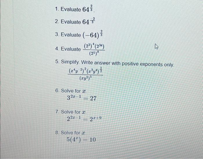 Solved 1. Evaluate 6432. 2. Evaluate 6432 3. Evaluate | Chegg.com