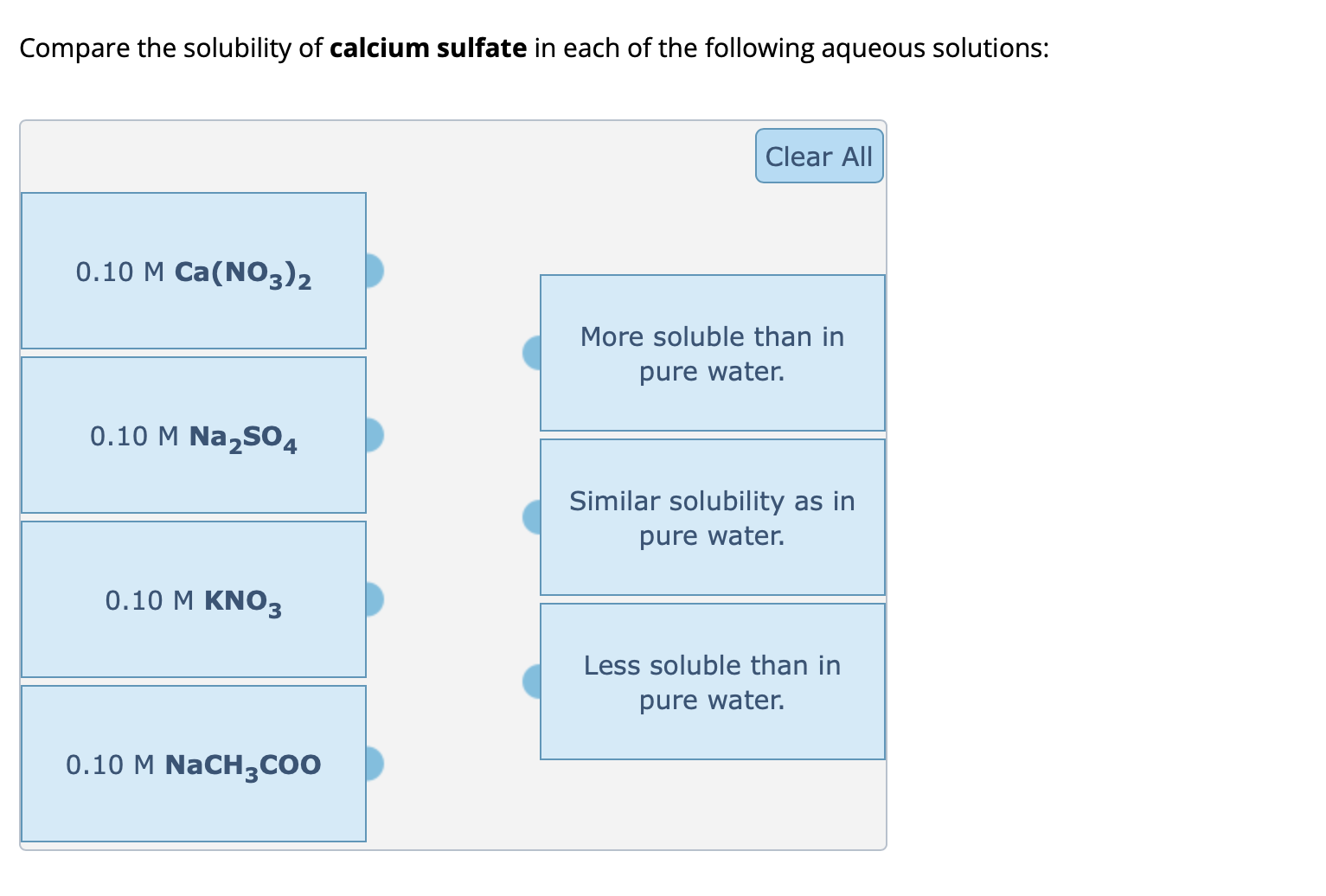 Solved Compare the solubility of calcium sulfate in each of | Chegg.com