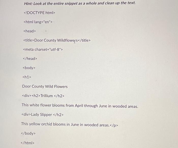 Solved it is missing neccesary tags to ensure that it will | Chegg.com