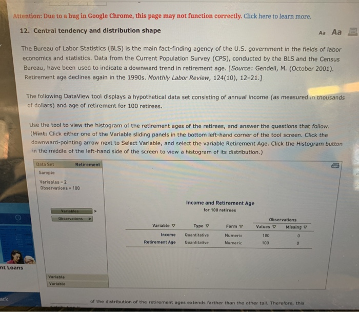 Solved Attention: Due to a bug in Google Chrome, this page | Chegg.com