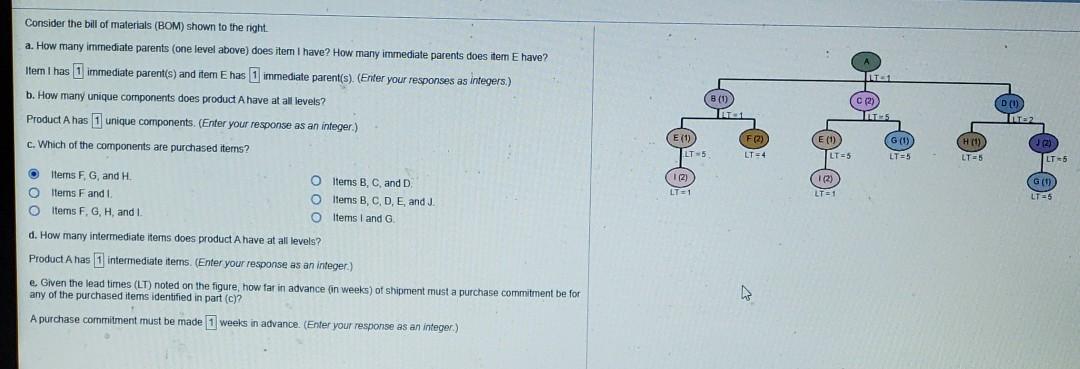 Solved Consider the bill of materials (BOM) shown to the | Chegg.com