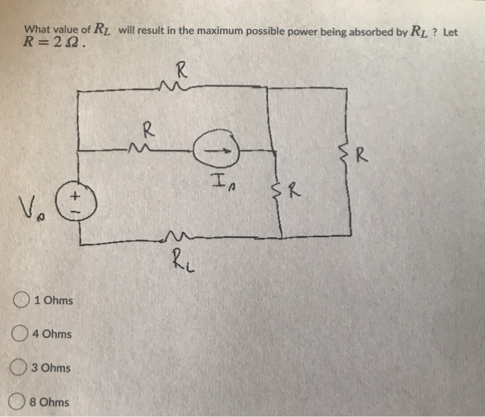 Solved What value of RL will result in the maximum possible | Chegg.com