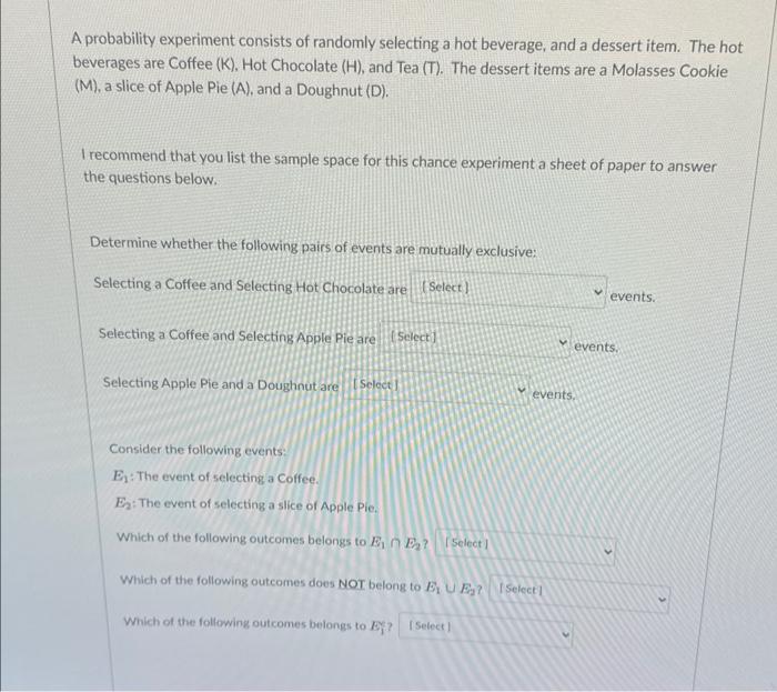 Solved A probability experiment consists of randomly | Chegg.com