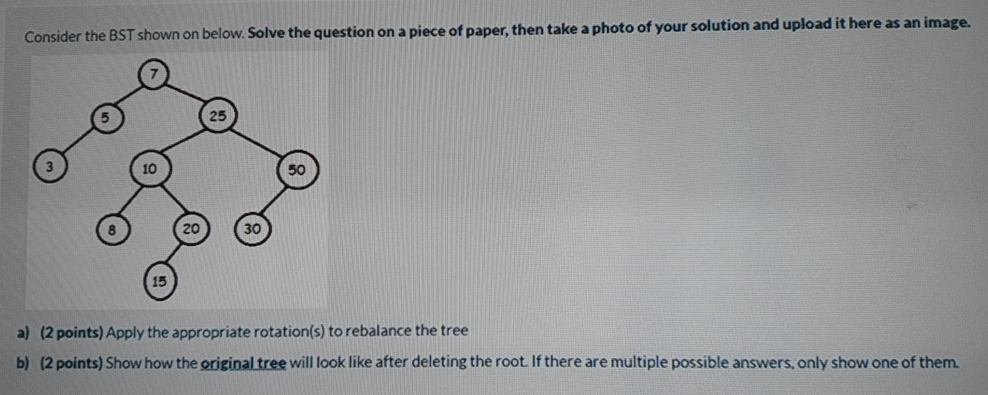 Solved Consider the BST shown on below. Solve the question | Chegg.com