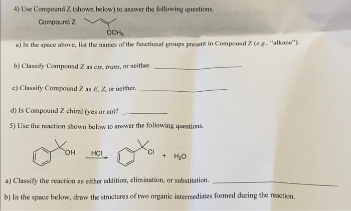 Solved 4) Use Compound Z (shown below) to answer the | Chegg.com