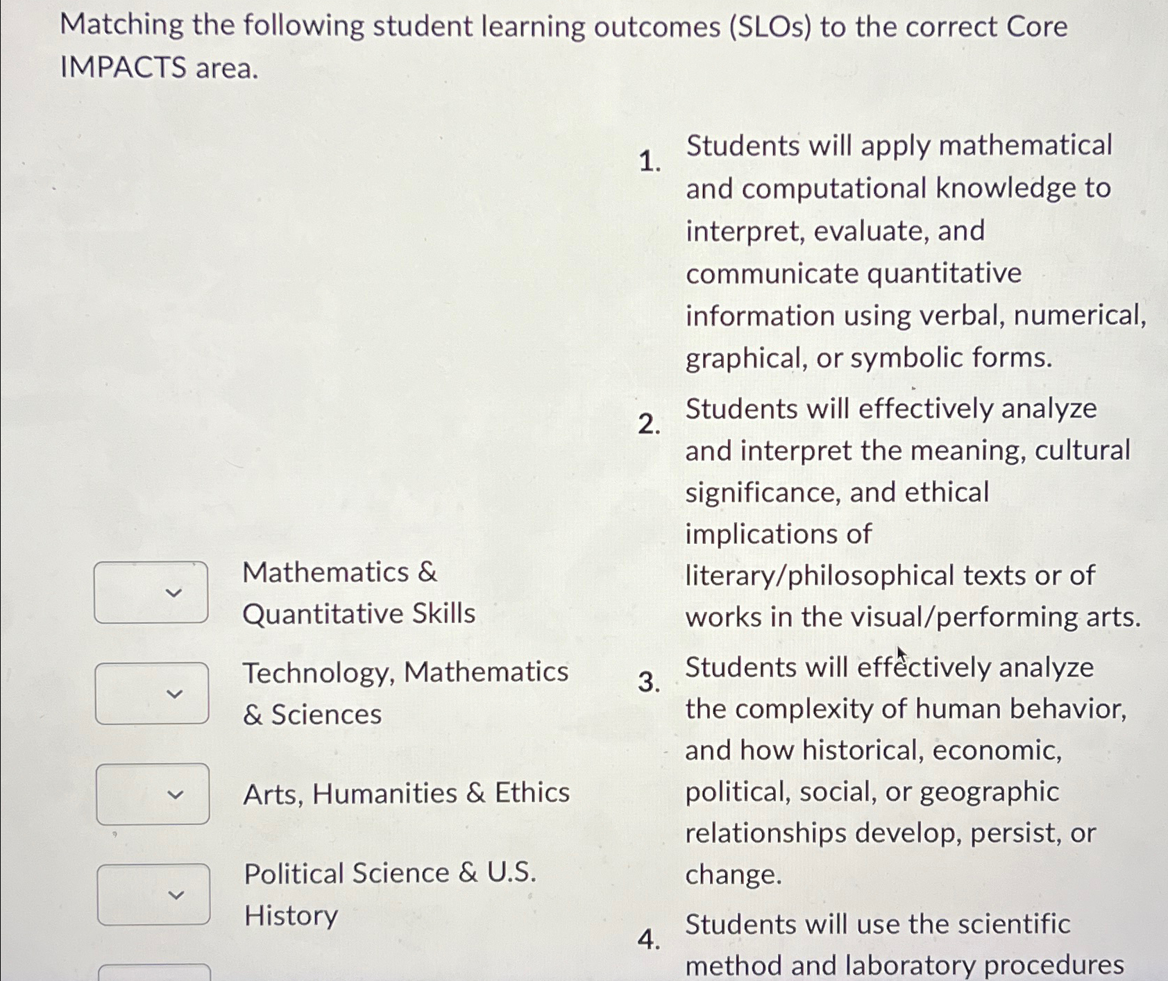 Solved Matching the following student learning outcomes | Chegg.com