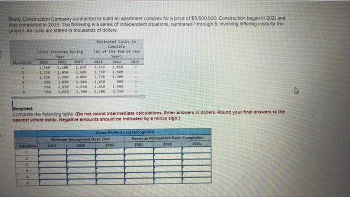Solved Brady Construction Company contracted to build an | Chegg.com
