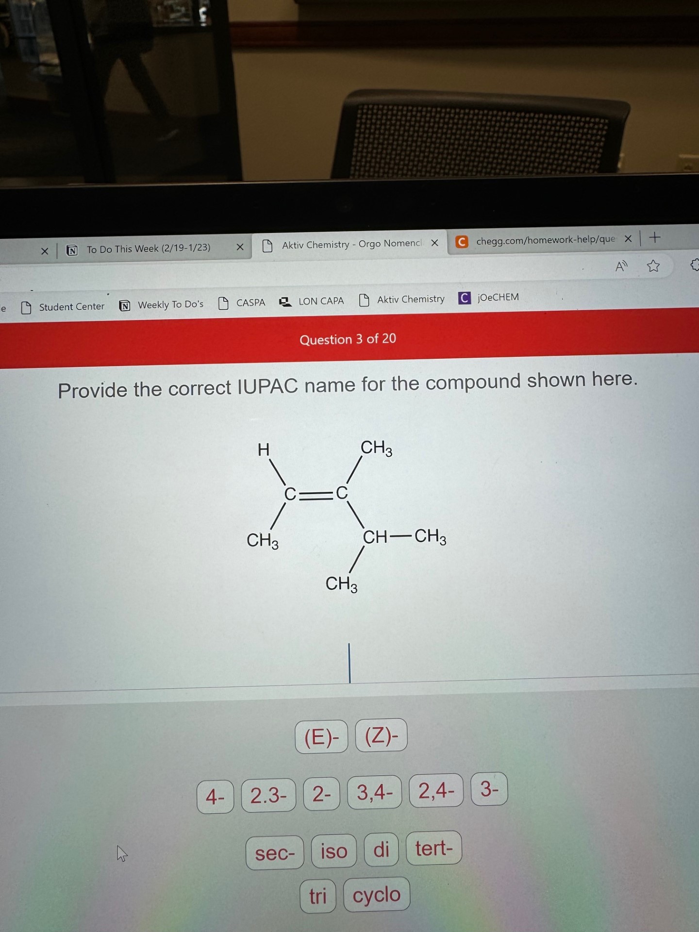 Solved Provide the correct IUPAC name for the compound shown | Chegg.com