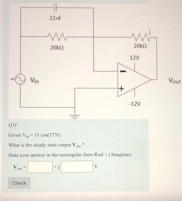 Solved Given Vin =11cos(377t). What is the steady state | Chegg.com