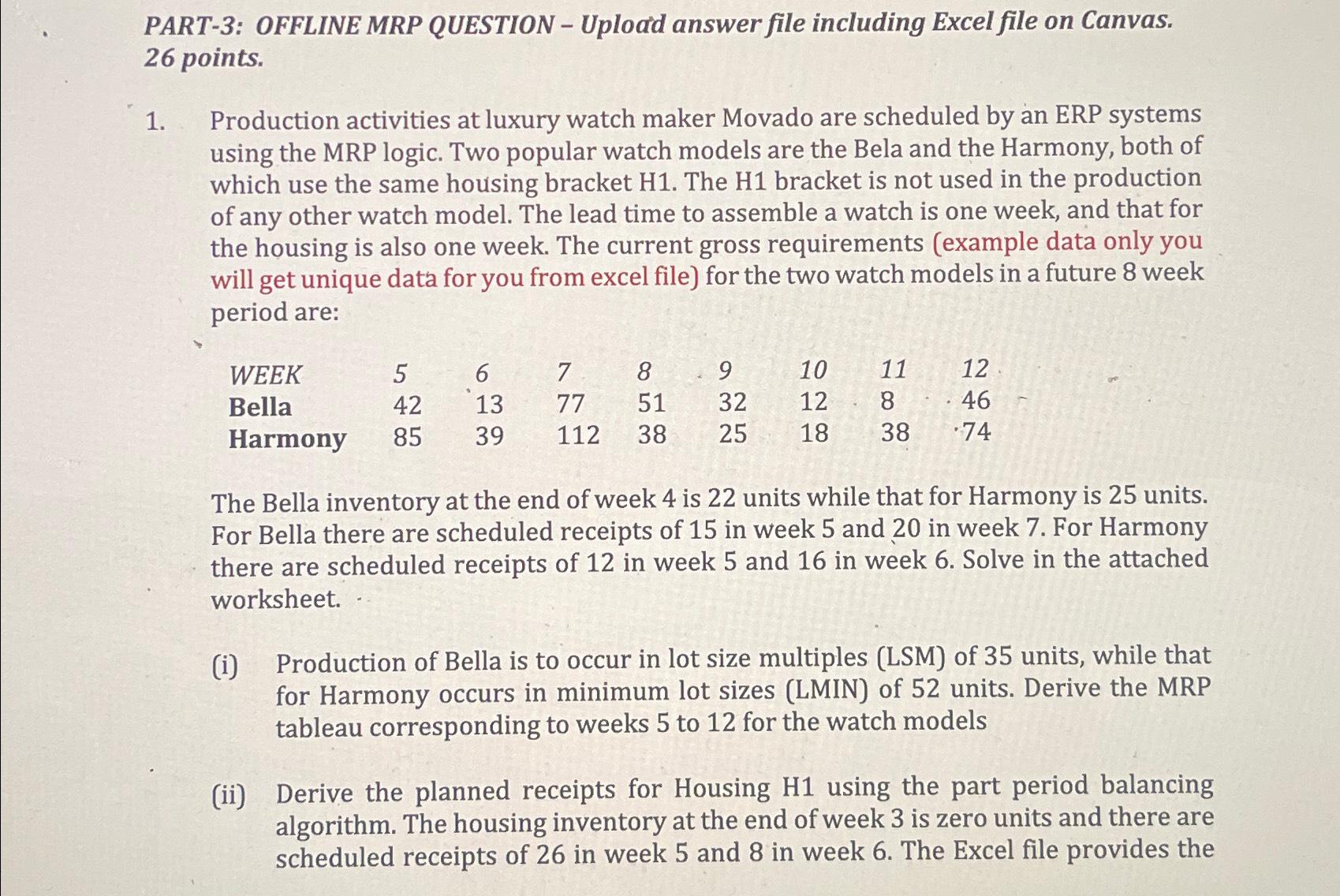 Solved PART-3: OFFLINE MRP QUESTION - ﻿Upload answer file | Chegg.com