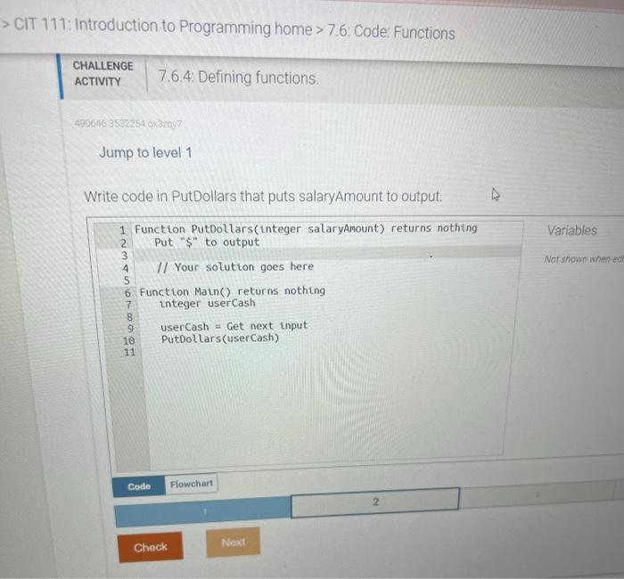 Solved CIT 111: Introduction to Programming home >7.6 : | Chegg.com