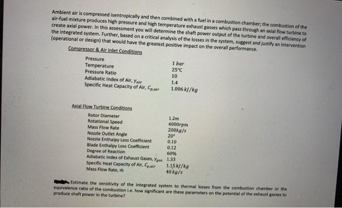 Ambient air is compressed isentropically and then | Chegg.com
