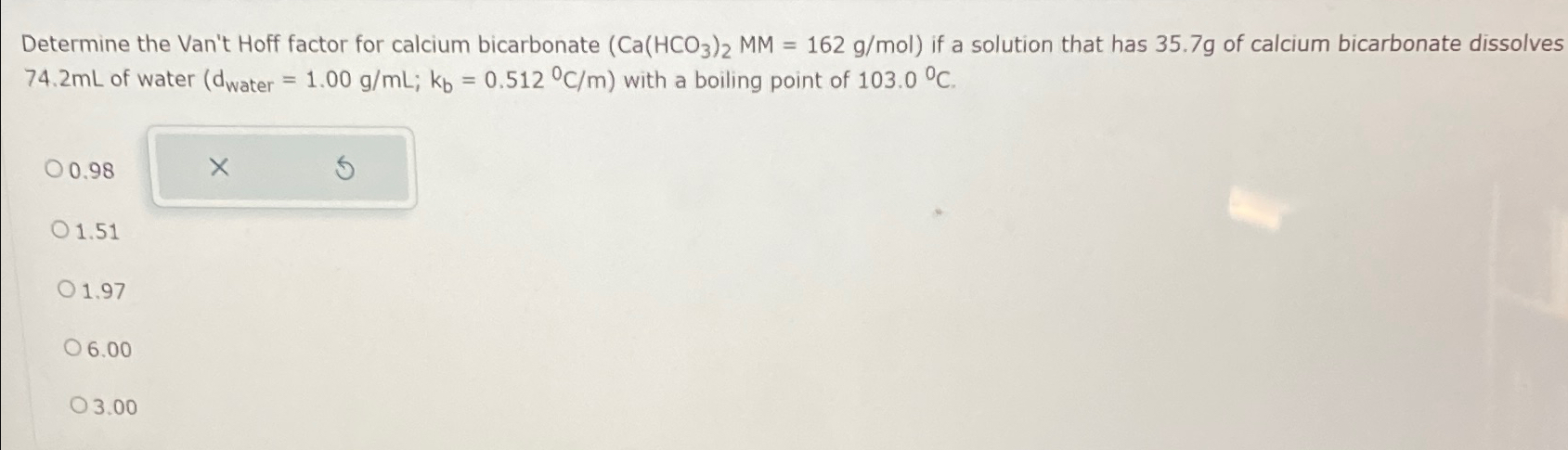 Solved Determine the Van't Hoff factor for calcium | Chegg.com