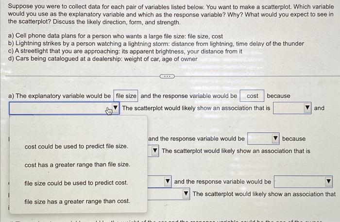 Solved Suppose you were to collect data for each pair of | Chegg.com
