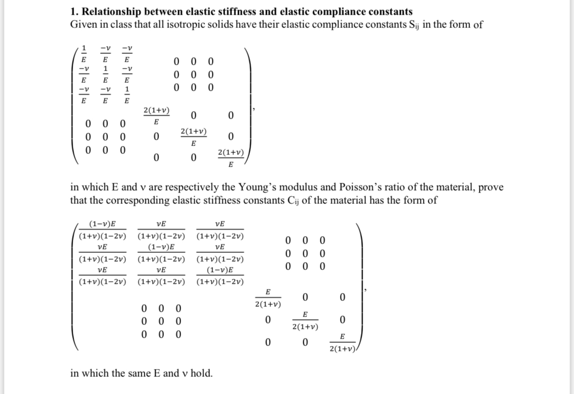 Solved Relationship between elastic stiffness and elastic | Chegg.com