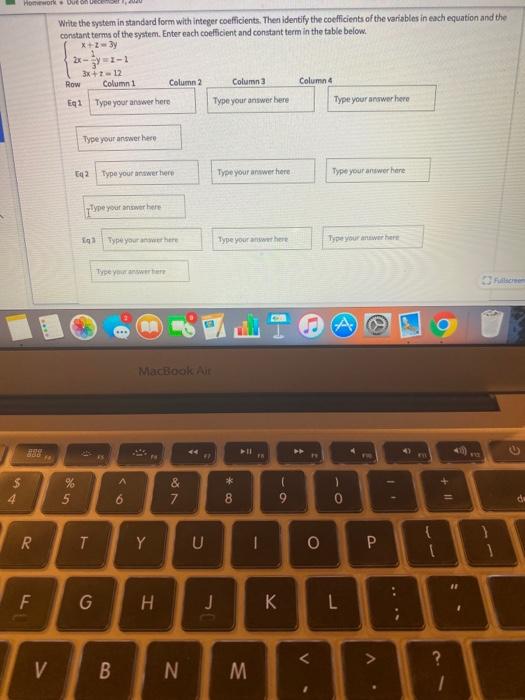 Solved Homework Out Write the system in standard form with | Chegg.com