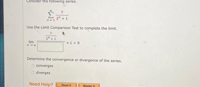Solved Consider the following series. n = 1 lim 818 Use the | Chegg.com