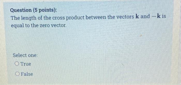 Solved Question (5 points): The length of the cross product | Chegg.com