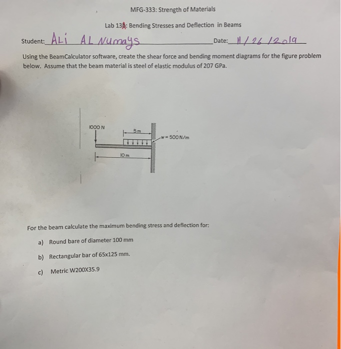 Beam Stress And Deflection Lab - The Best Picture Of Beam