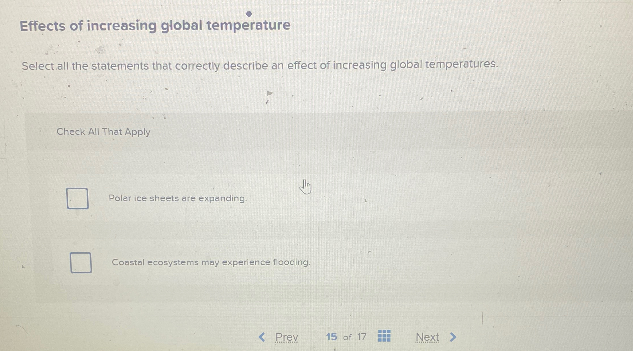 Solved Effects of increasing global temperatureSelect all | Chegg.com